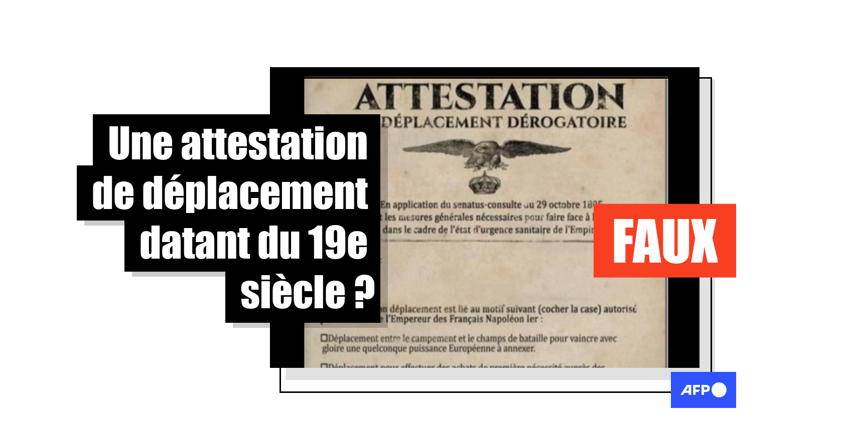 Une attestation "datant du Premier Empire" ? Ce visuel est parodique ...