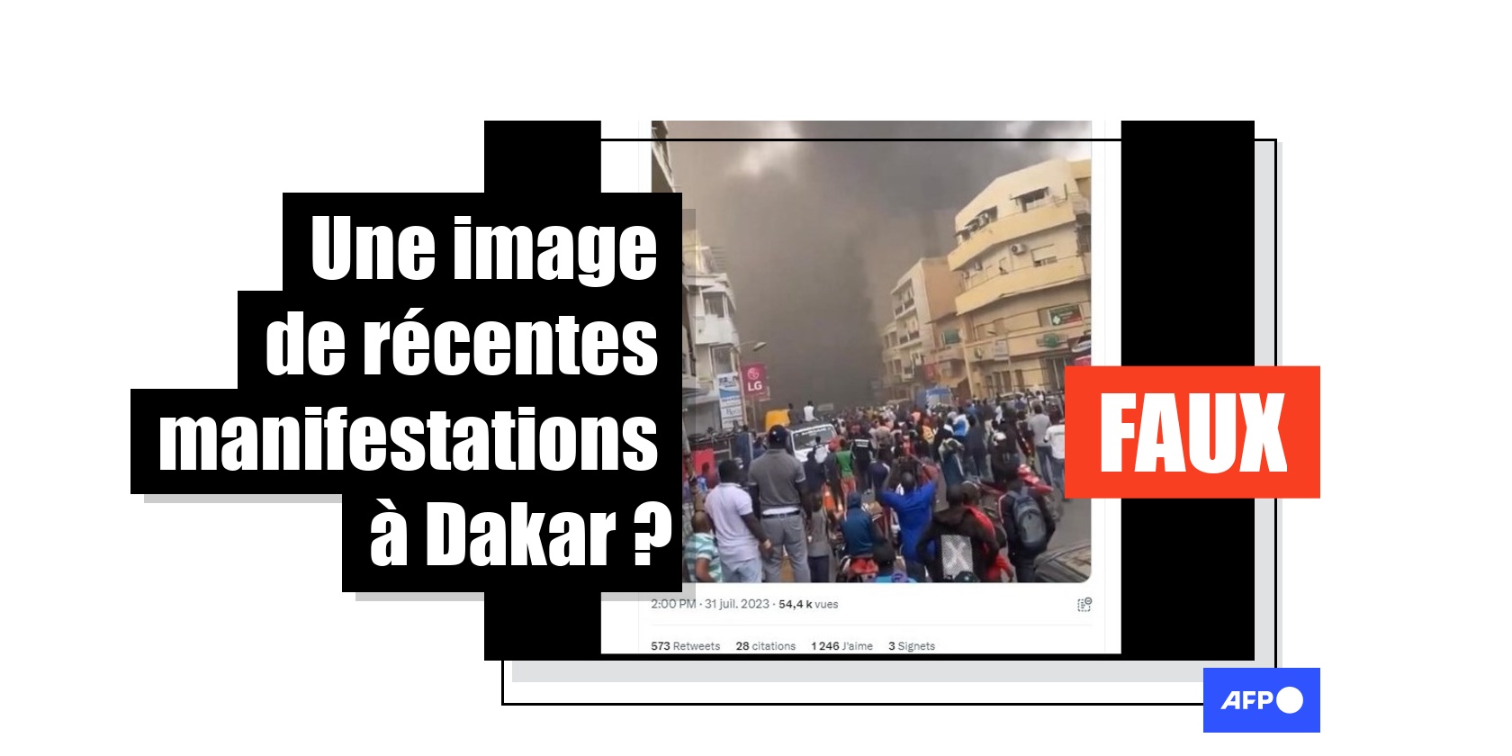 Cette photo ne montre pas une manifestation de l'opposition à Dakar fin juillet, mais un ...